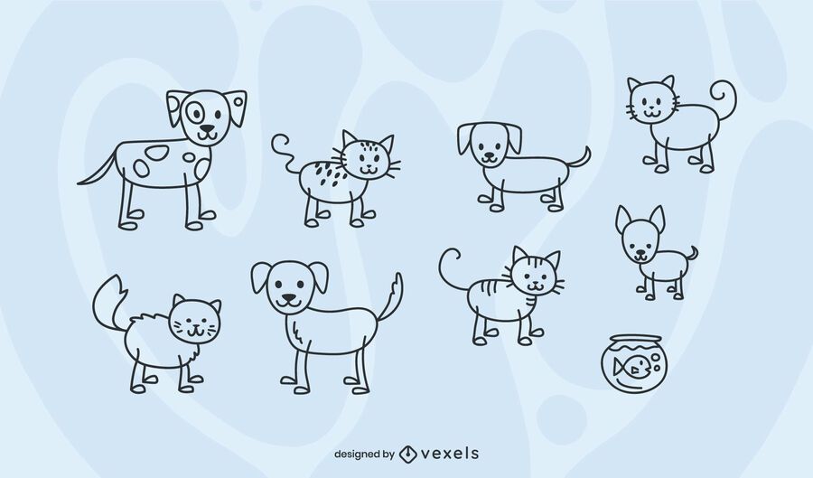 Stick Figures Pet Set - Vector Download