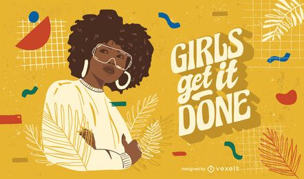 Girls Get It Done Illustration Vector Download