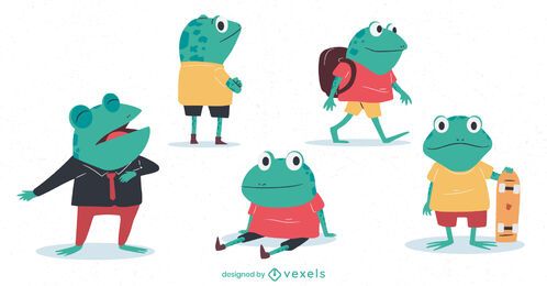 Little Frogs Character Set Vector Download