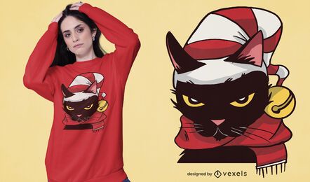 Angry Cat Christmas T-shirt Design Vector Download