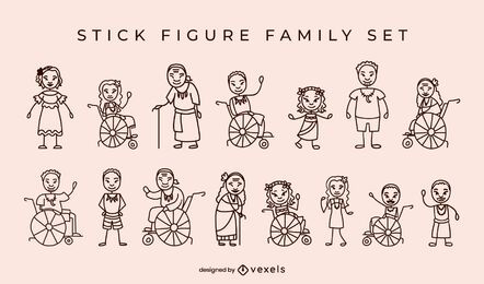 Native Islanders Family Stick Figures Vector Download