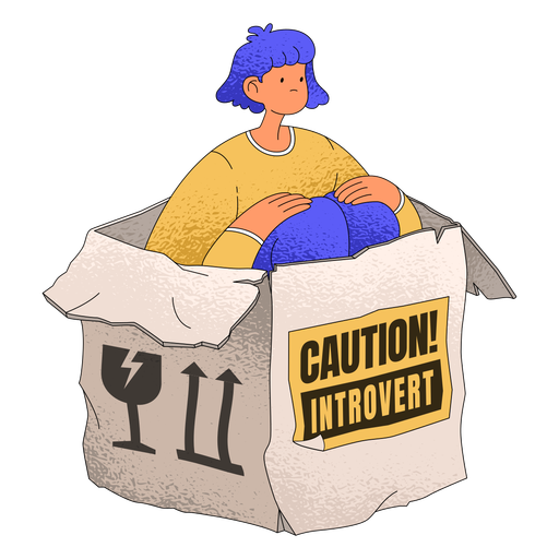 Introvert girl box character - Transparent PNG & SVG vector file