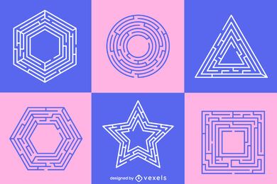 Pastel Labyrinth Shapes Set Vector Download