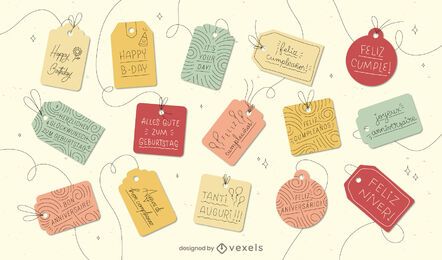 Gift Tags Languages Set Vector Download