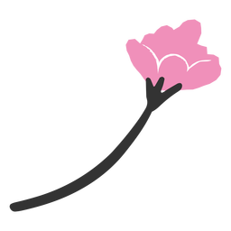 Stem With Pink Flower Flat PNG & SVG Design For T-Shirts