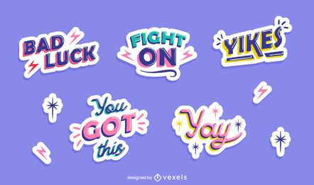 Retro Quotes Sticker Set Vector Download