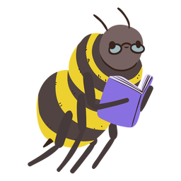 Bee Studying Character - Transparent PNG & SVG Vector File