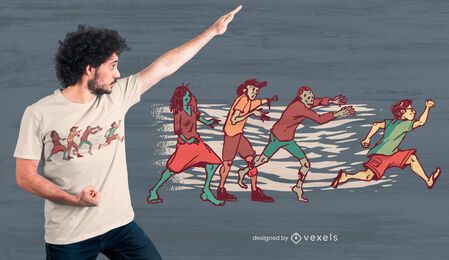Zombie Run T-shirt Design Vector Download