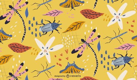 Spring Bugs Pattern Design Vector Download