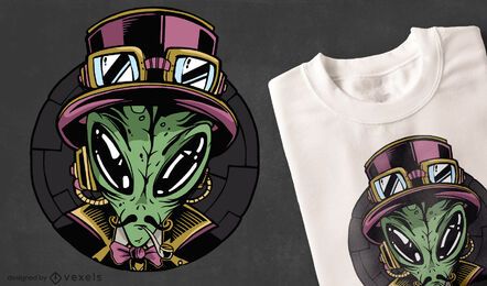 Steampunk Alien T-shirt Design Vector Download