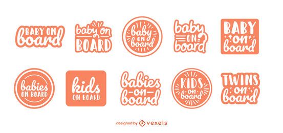 Baby On Board Badge Set Vector Download