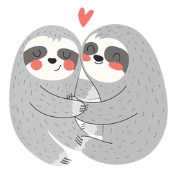Sloths Hugging Flat PNG & SVG Design For T-Shirts