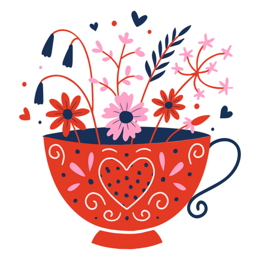 Cup of flowers flat - Transparent PNG & SVG vector file