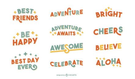 Happy Miscellaneous Lettering Set Vector Download