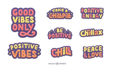 Good Vibes Lettering Set Vector Download