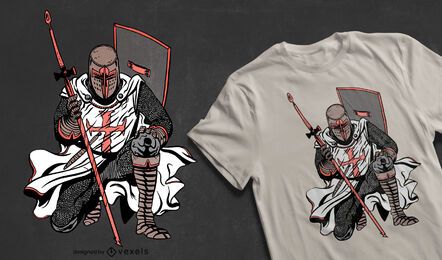 Crusader Knight T-shirt Design Vector Download