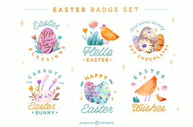 Hello Easter Badge Set Vector Download