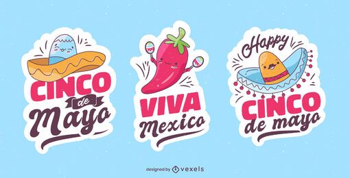 5 De Mayo Badge Set Vector Download