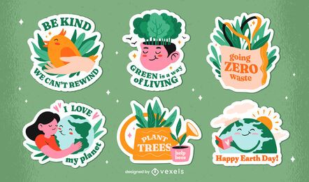 Earth Day Badge Set Vector Download