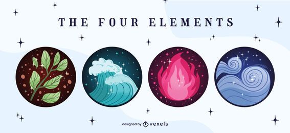 Four Element Badge Set Vector Download
