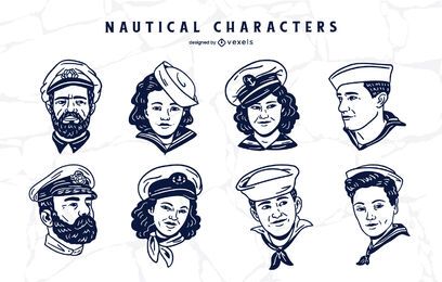 Nautical People Character Set Vector Download