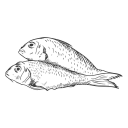 Two Fishes Hand-drawn PNG & SVG Design For T-Shirts