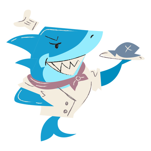 Shark cooking fish plate character - Transparent PNG & SVG vector file