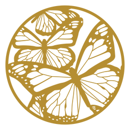Round Butterfly Print Badge PNG & SVG Design For T-Shirts
