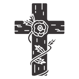 Cross Rose Decoration PNG & SVG Design For T-Shirts