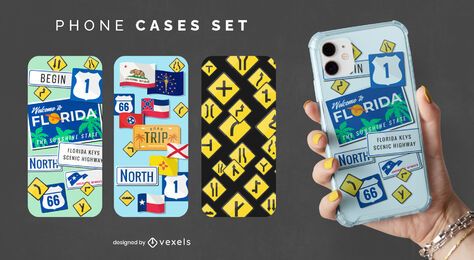 Road Signs Phone Case Set Vector Download