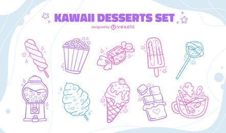 Dessert Line Art Set Vector Download