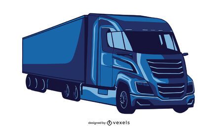 Blue Heavy Truck Illustration Vector Download
