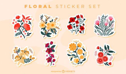 Colorful Flower Bouquet Sticker Set Vector Download