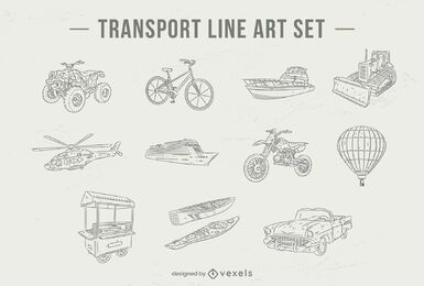 Transportation Line Art Set Vector Download