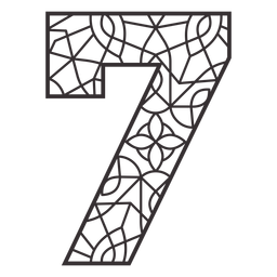 Number 7 Stroke Mandala PNG & SVG Design For T-Shirts