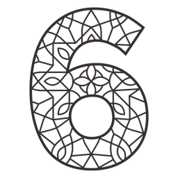 Number 6 Stroke Mandala PNG & SVG Design For T-Shirts