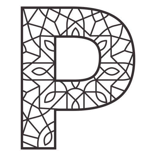 Alphabet letter p stroke mandala - Transparent PNG & SVG vector file