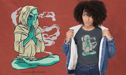 Meditating Alien Yoga Pose T-shirt Design Vector Download