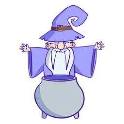 Wizard With Cauldron Illustration PNG & SVG Design For T-Shirts