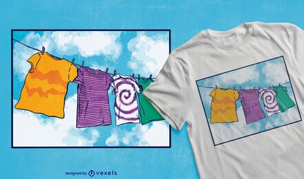 Clothes Line T-shirt Design Vector Download