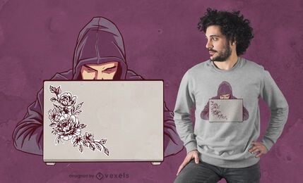 Hacker Man T-shirt Design Vector Download