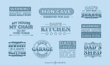 Dad's Manly Quotes Label Set Vector Download