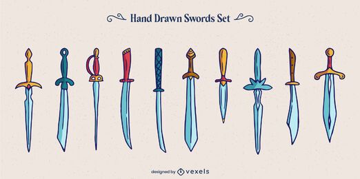 Sword Weapon Styles Warrior Set Vector Download