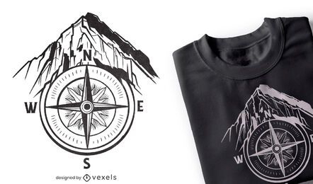 Compass Guide Mountain T-shirt Design Vector Download