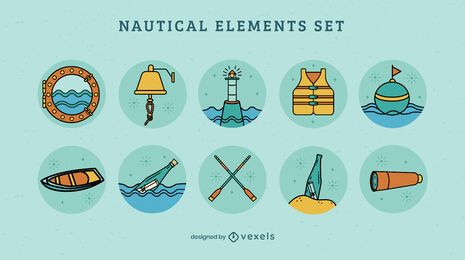 Ocean Nautical Ship Elements Set Vector Download