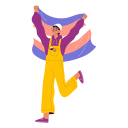 Guy With Trans Flag Flat PNG & SVG Design For T-Shirts