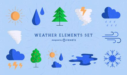 Weather Conditions Nature Icons Set Vector Download
