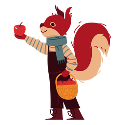Fox With Apple Flat PNG & SVG Design For T-Shirts