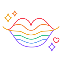 Rainbow Lips Stroke Transparent PNG & SVG Vector