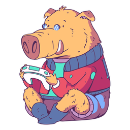 Pig Boar Animal Gamer Character PNG & SVG Design For T-Shirts